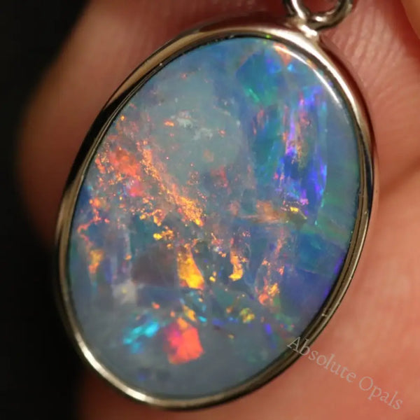 2.02 g Australian Doublet Opal with Silver Pendant : L 27.0 mm ...