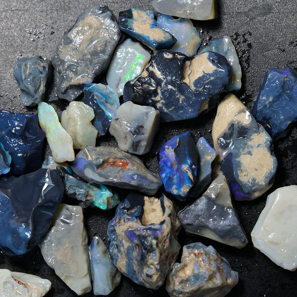 248 cts Rough Black Opal Parcel Lightning Ridge - Potch and Colour CMR ...